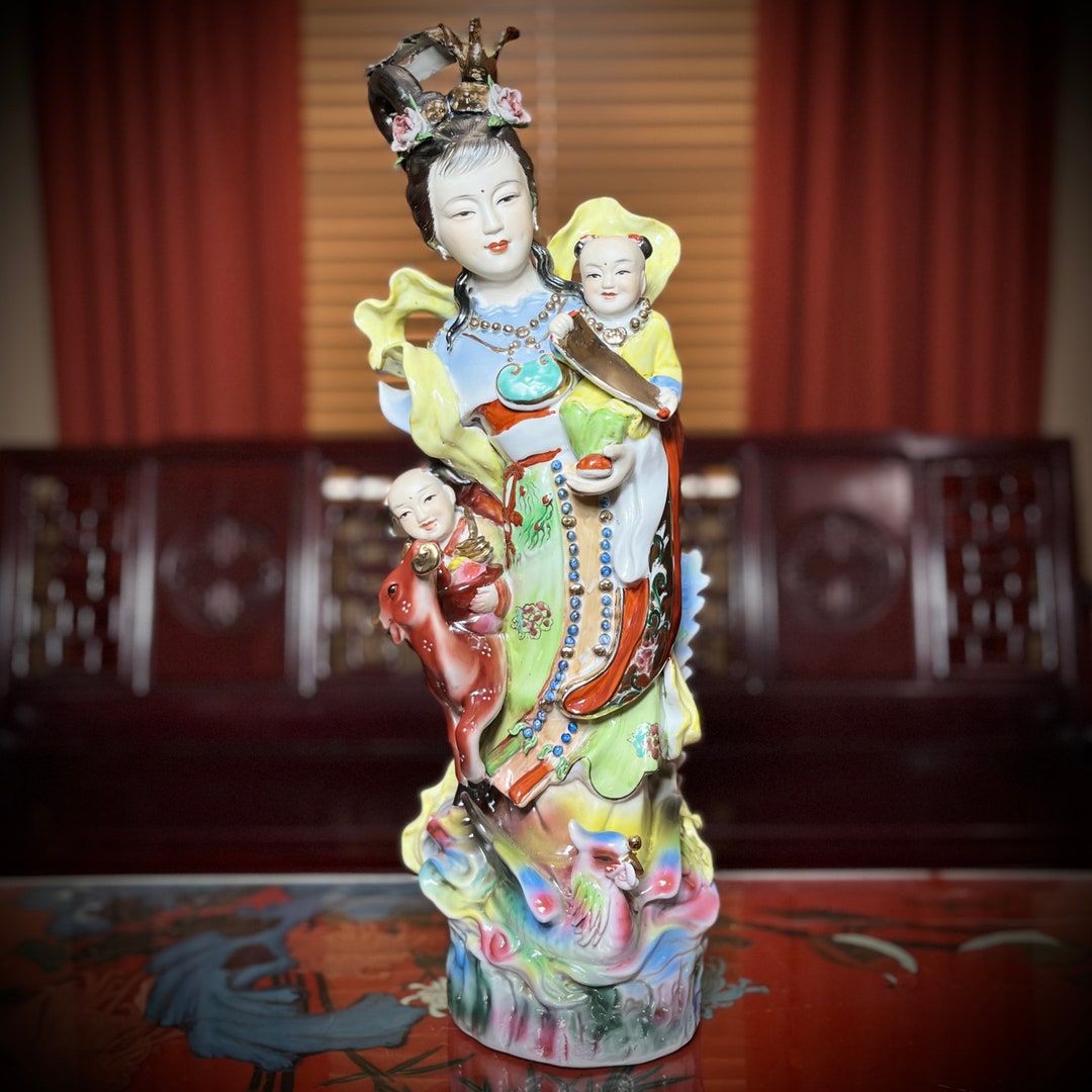 Large Chinese Goddess Magu Porcelain Statue – Longevity Figurine W ...
