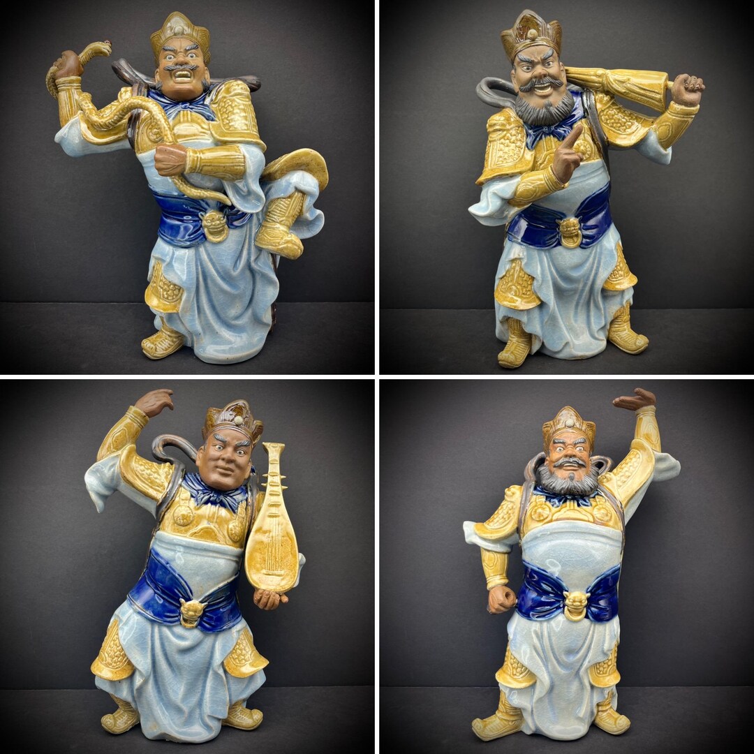 Set of Four Heavenly Kings Shiwan Mudman Statues Chinese Gods Buddhist ...