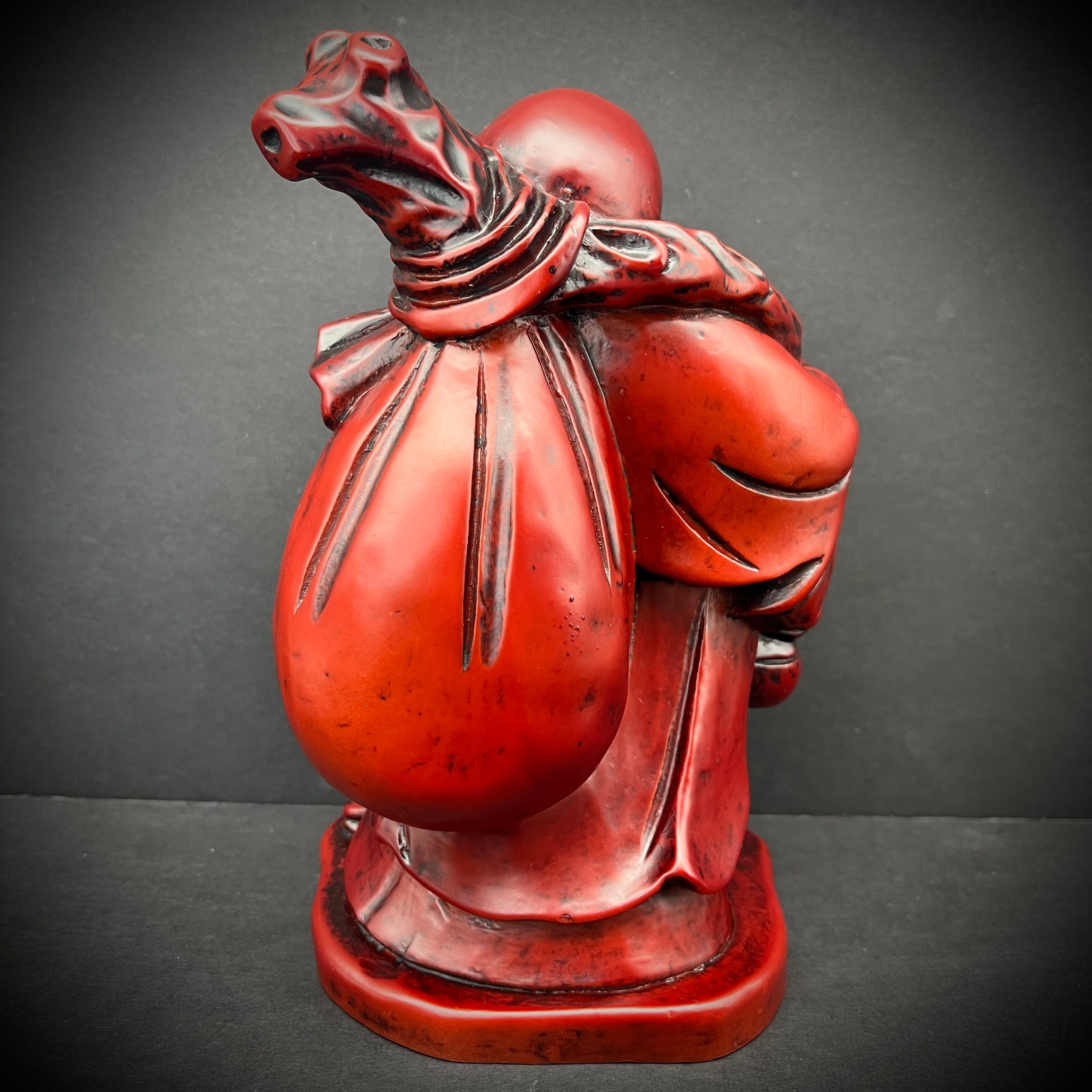 Chinese Happy Lucky Buddha Statue – Red Resin Laughing Budai Hotei ...
