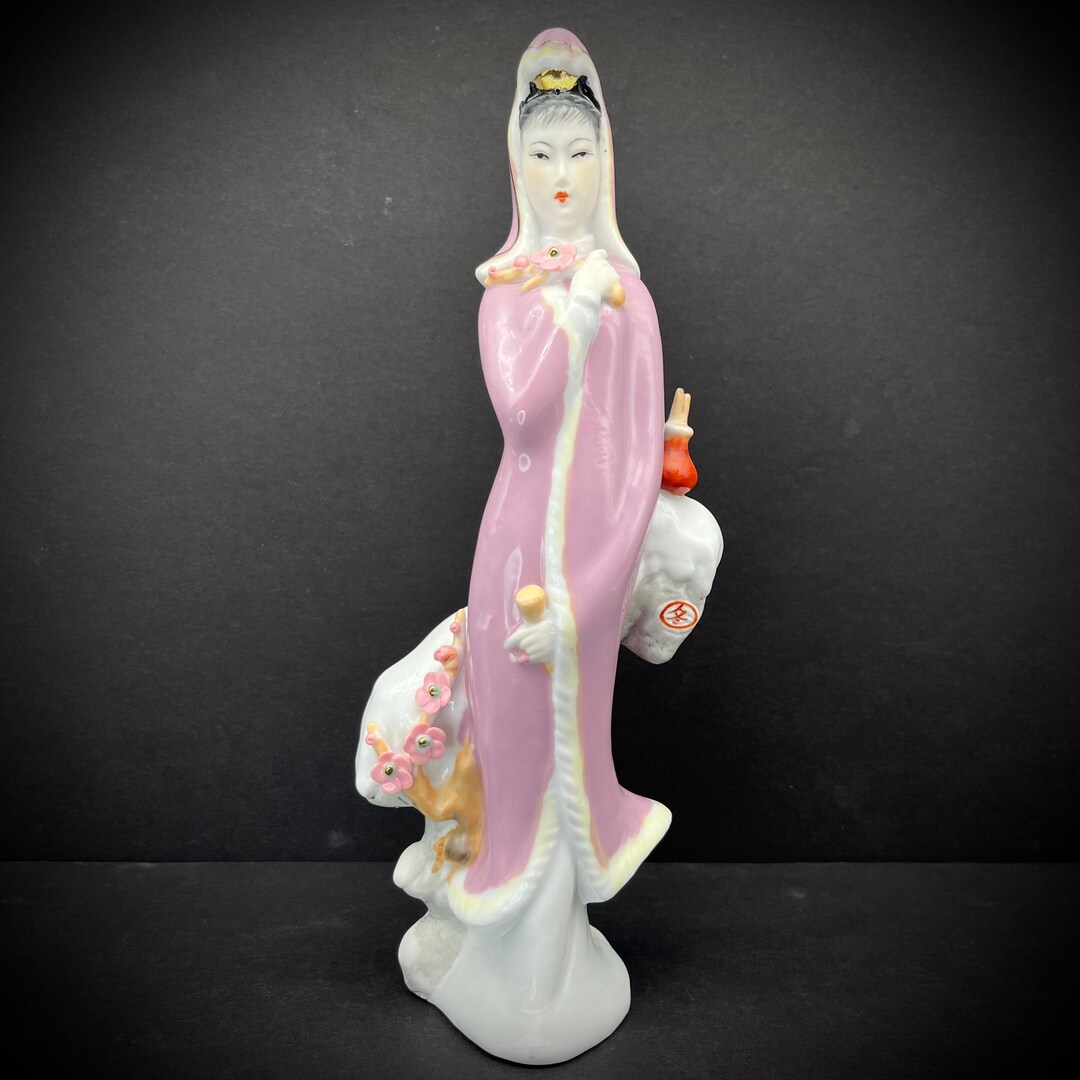 Chinese Maiden Wang Zhaojun Porcelain Figurine Ceramic Statue Purple ...