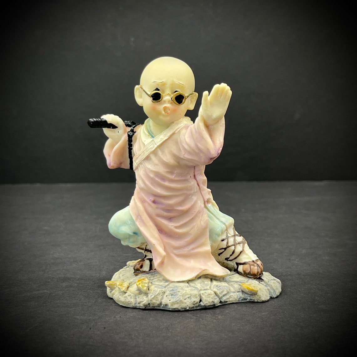 Chinese Young Shaolin Monk Statue Buddhist Figurine 2 Kung Fu Martial ...