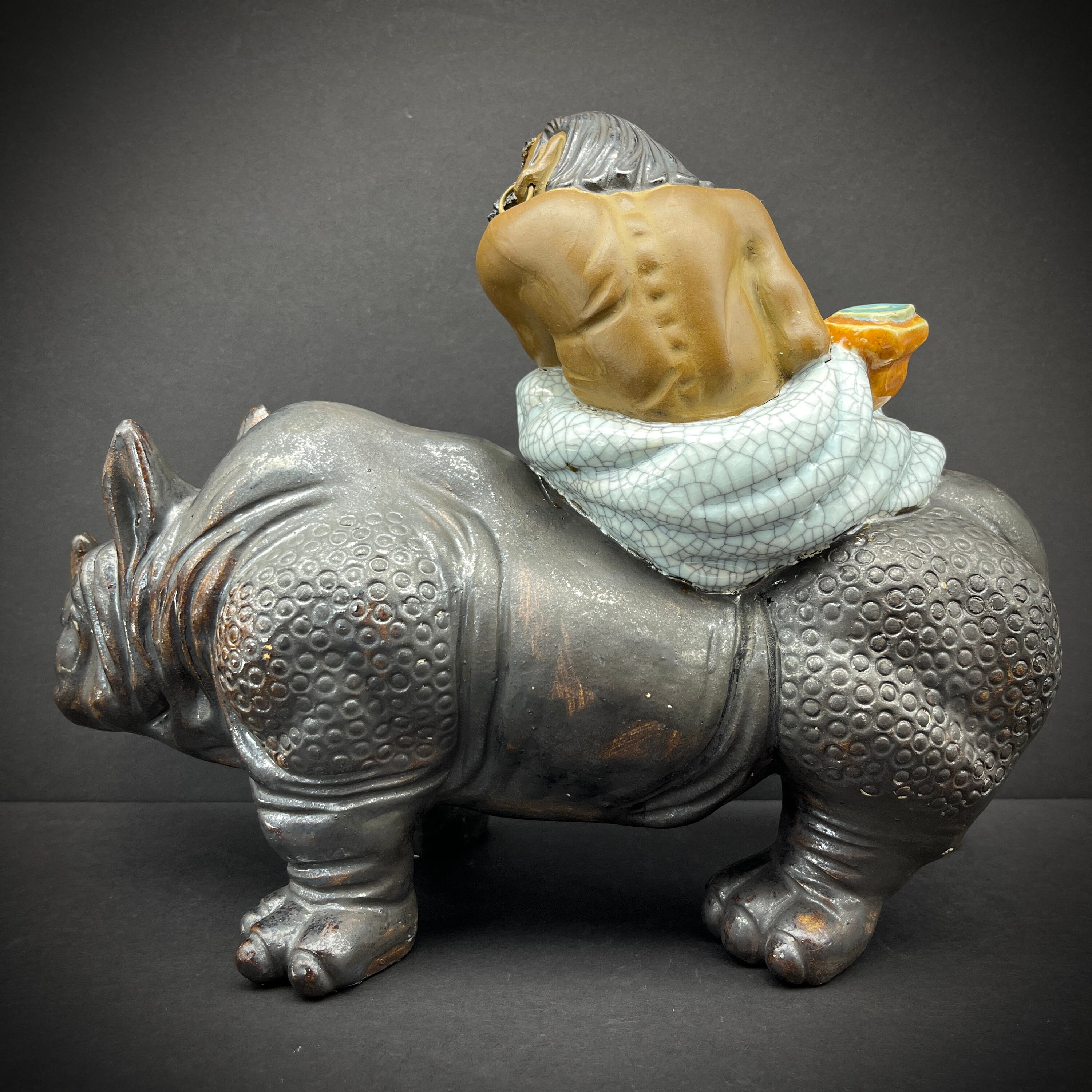 Damo Dharma Bodhidharma Porcelain Statue Rhinoceros Chinese Shiwan ...