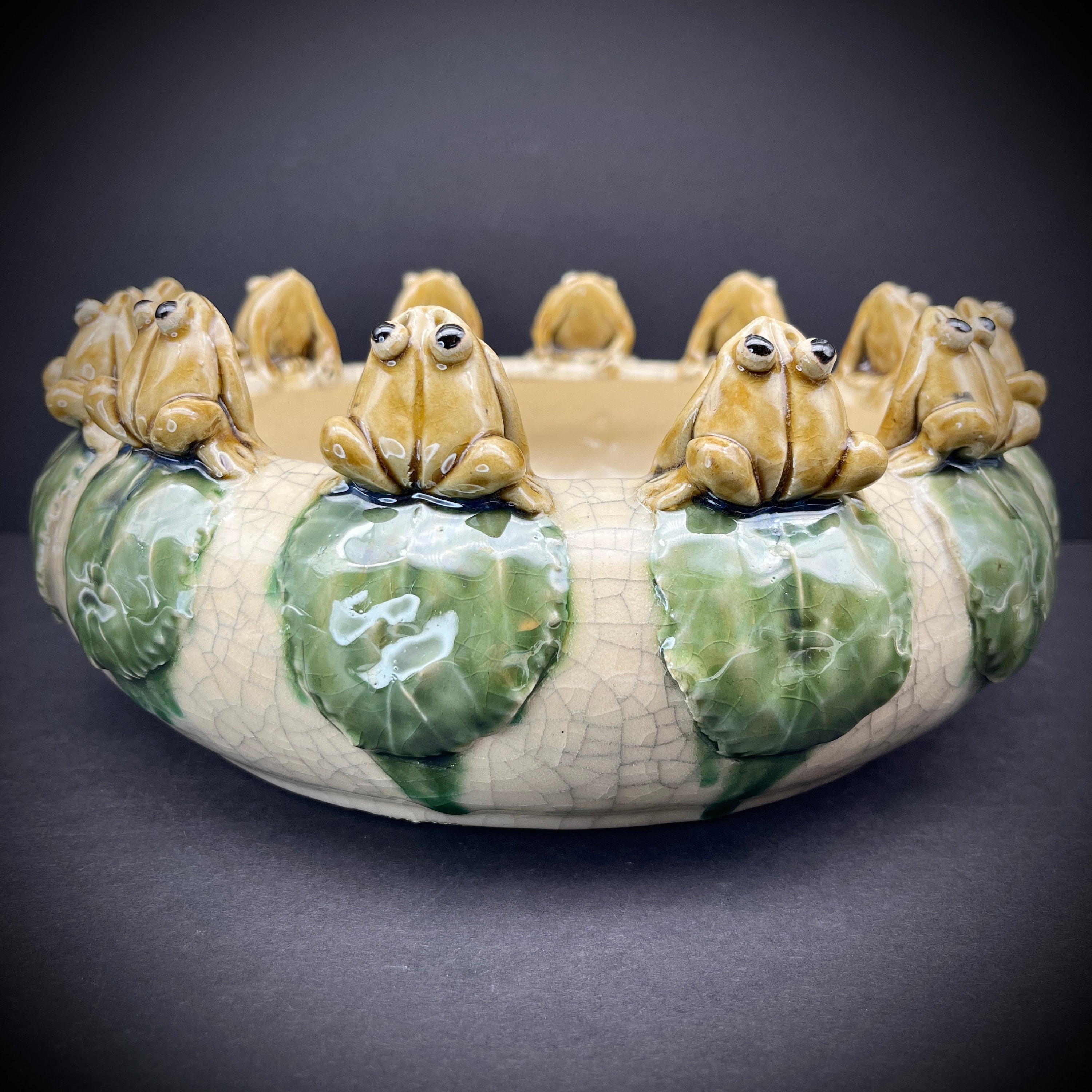 Cute Frog Porcelain Planter Round Flower Pot Pottery Ceramic Vase ...