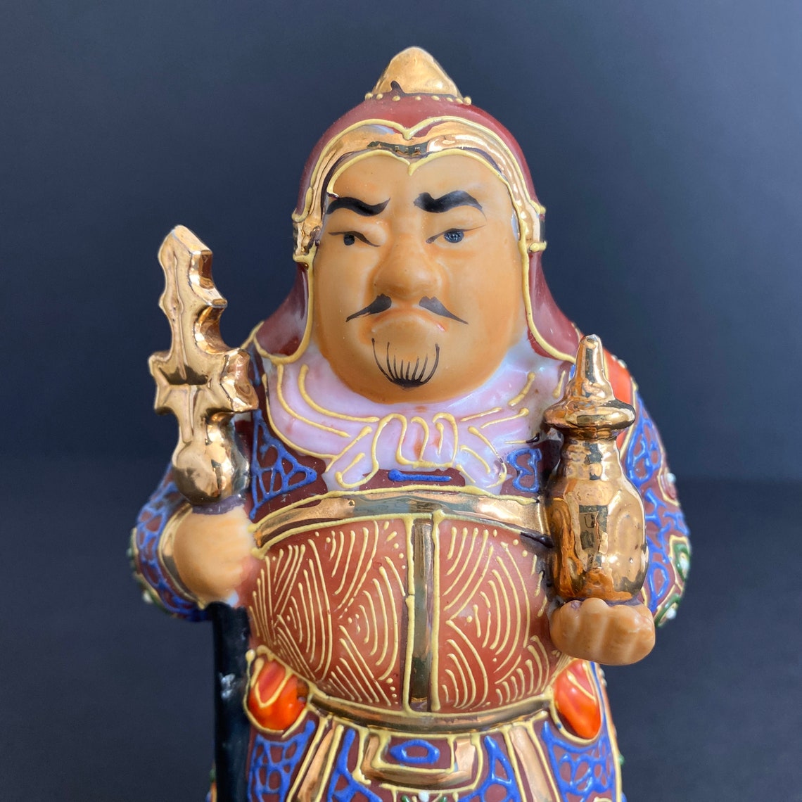 Japanese Kutani Bishamon Porcelain Figurine Ceramic Statue God of ...