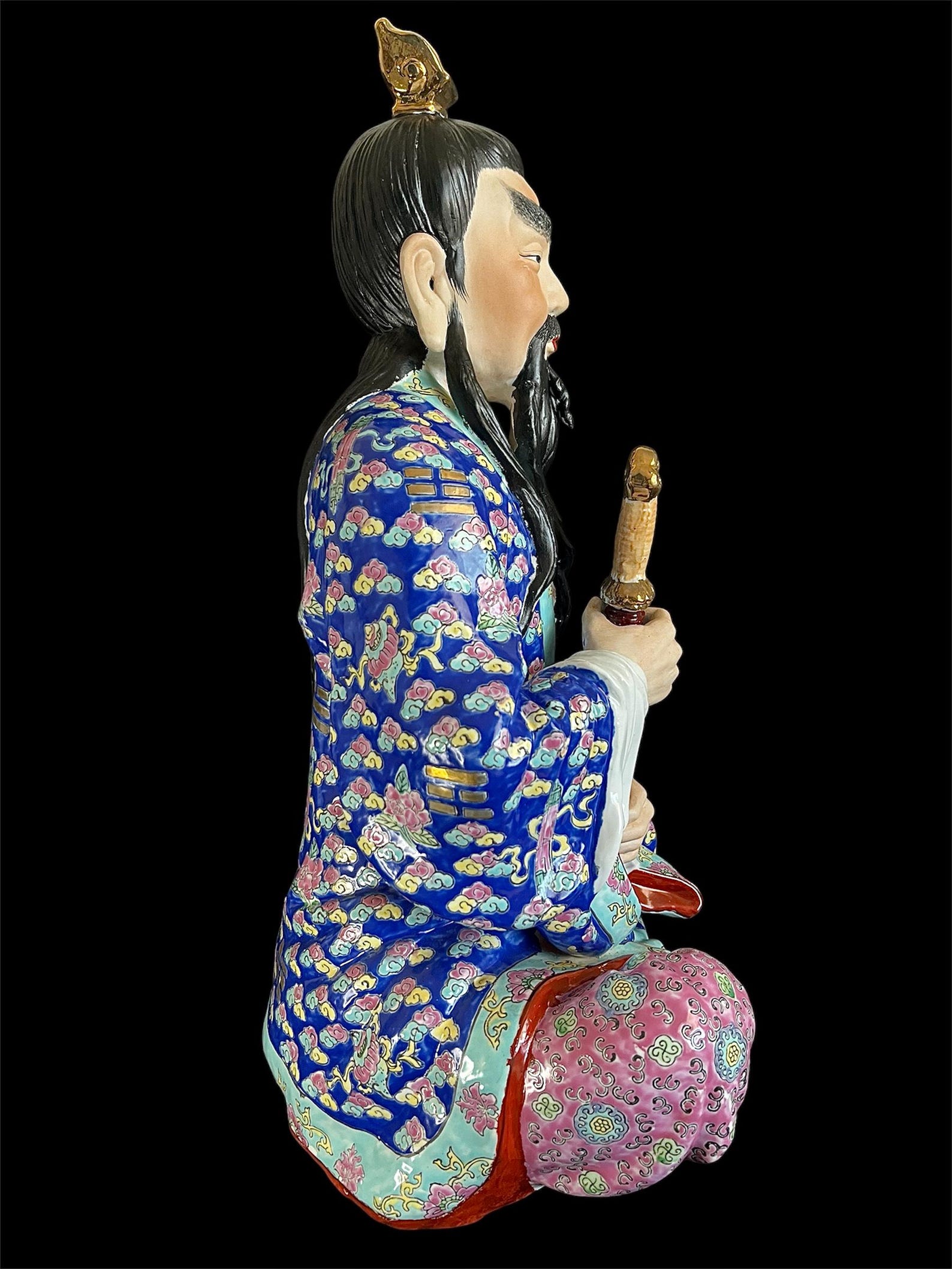 Large Chinese Eight Immortals Lu Dongbin Famille Rose Porcelain Statue ...