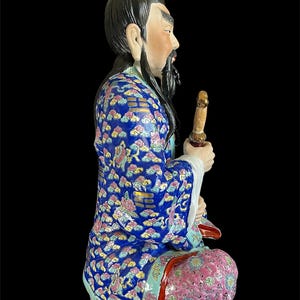 Large Chinese Eight Immortals Lu Dongbin Famille Rose Porcelain Statue ...