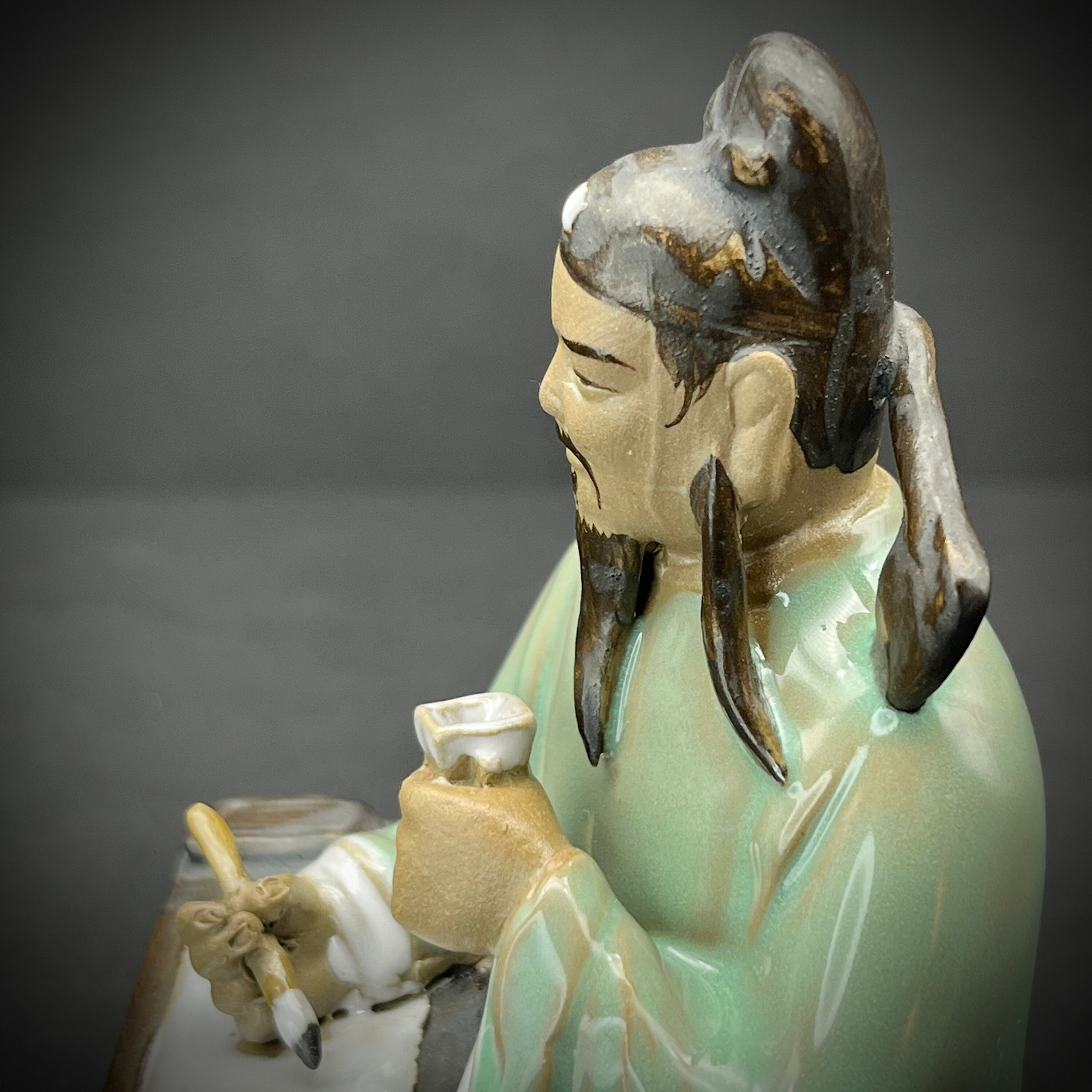 Chinese Poet Li Bai Porcelain Figurine Shiwan Ceramic Mudman Statue ...