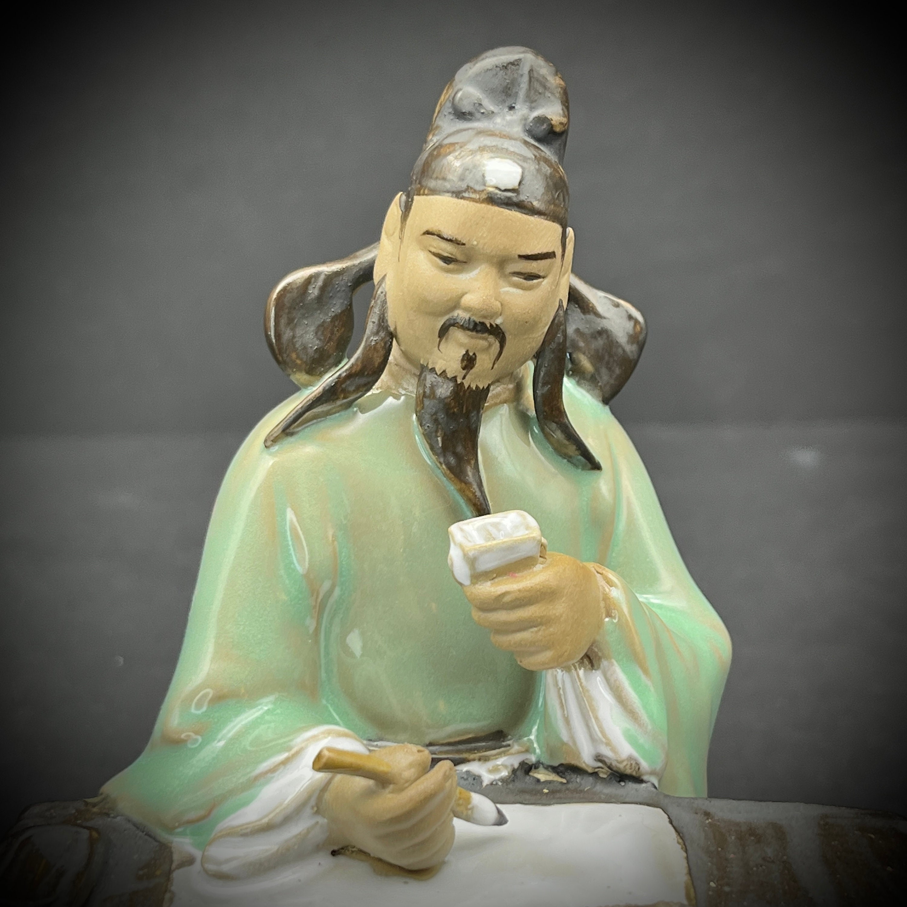 Chinese Poet Li Bai Porcelain Figurine Shiwan Ceramic Mudman Statue ...