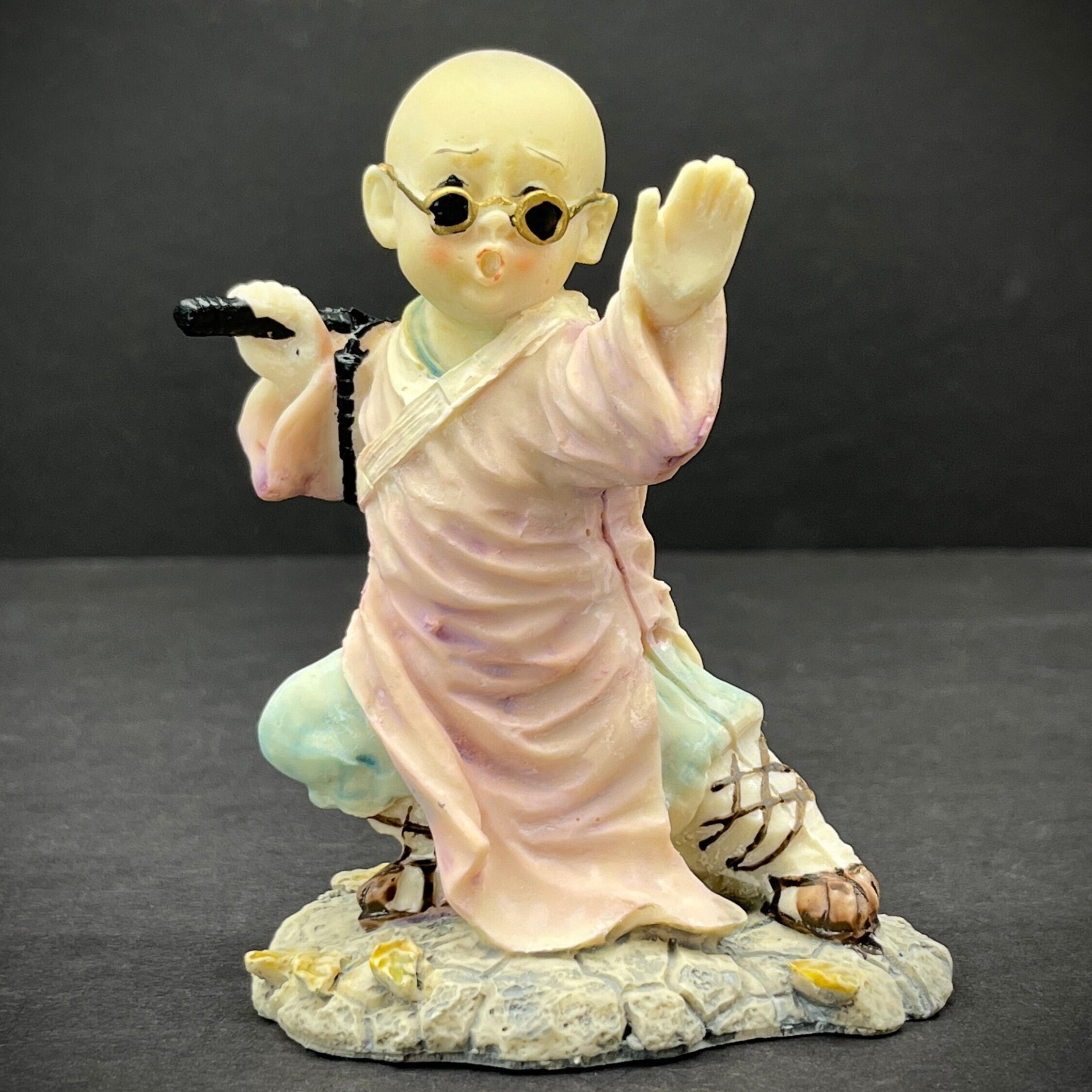 Chinese Young Shaolin Monk Statue Buddhist Figurine 2 Kung Fu Martial ...