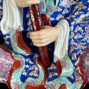 Large Chinese Eight Immortals Lu Dongbin Famille Rose Porcelain Statue ...