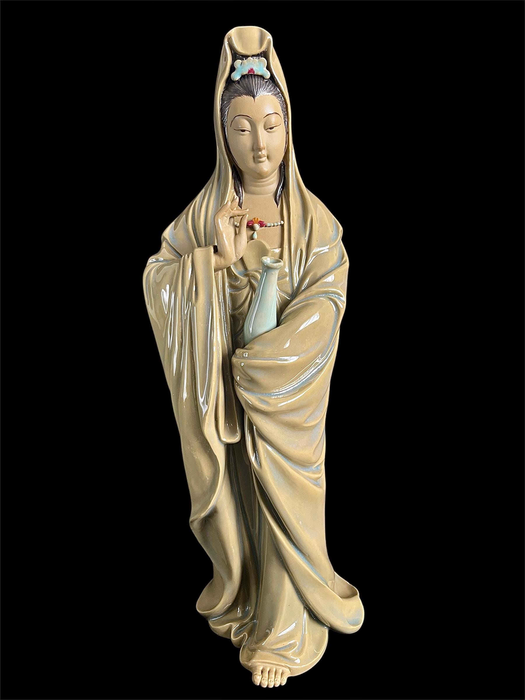 Large Chinese Guan Yin Statue – Shiwan Porcelain Figurine, Kwan Yin ...