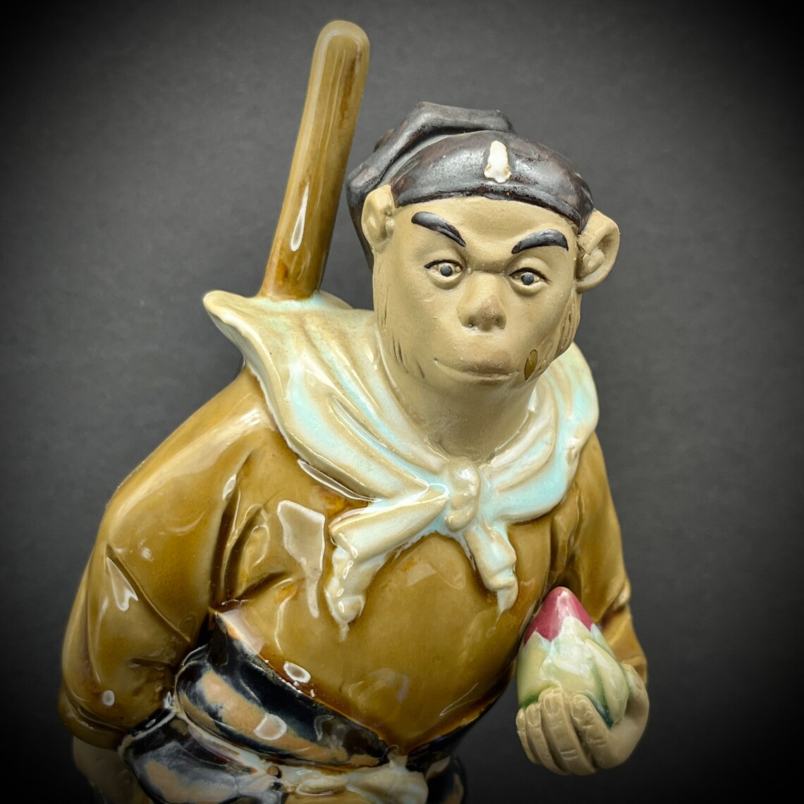 Chinese Monkey King Sun Wukong Porcelain Figurine Shiwan Statue Shekwan ...