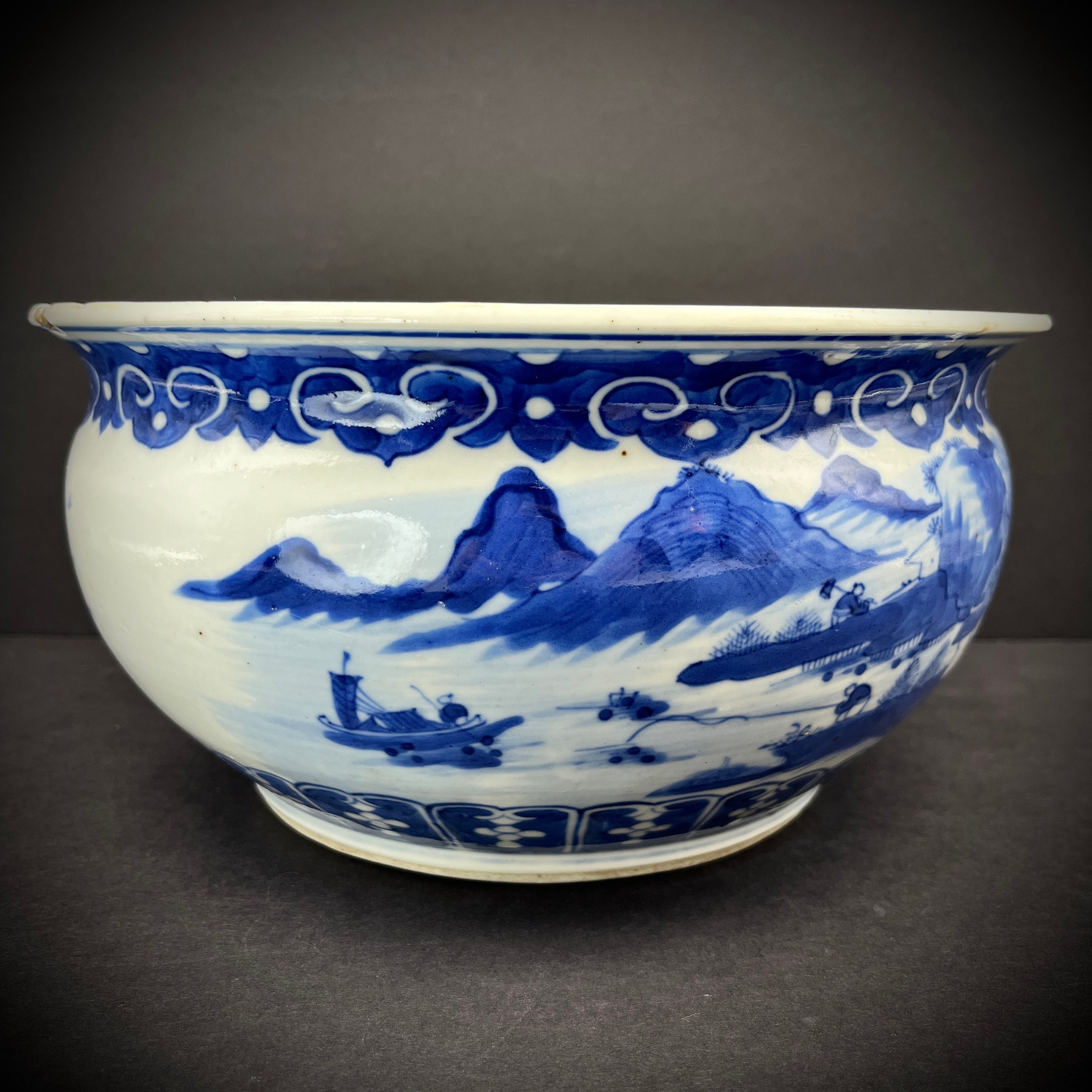 Large Asian Blue White Porcelain Planter Flower Pot Ceramic Vase ...