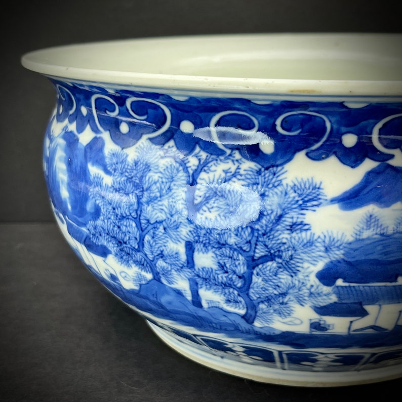 Large Asian Blue White Porcelain Planter Flower Pot Ceramic Vase ...