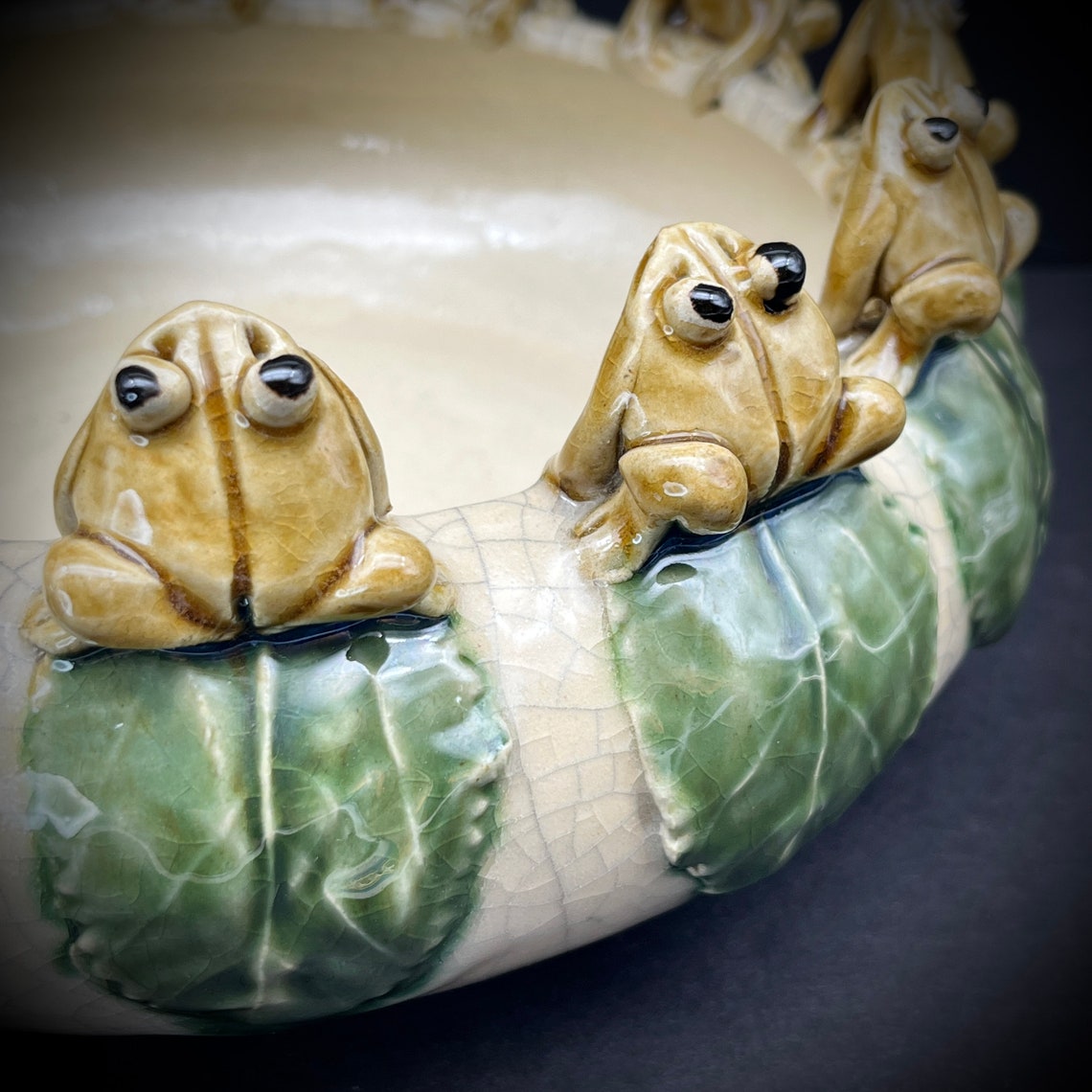 Cute Frog Porcelain Planter Round Flower Pot Pottery Ceramic Vase ...