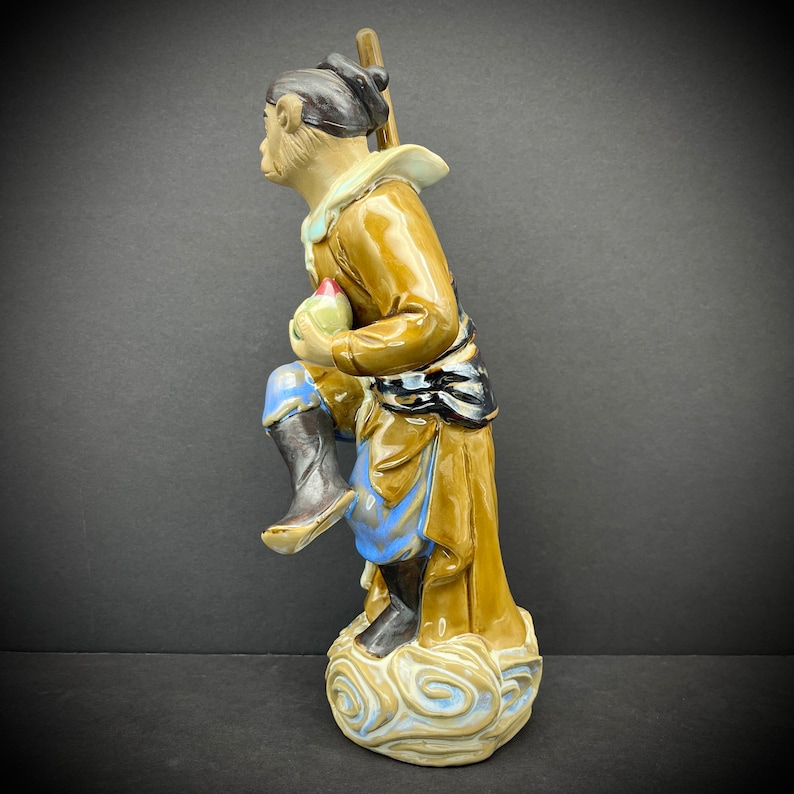 Chinese Monkey King Sun Wukong Porcelain Figurine Shiwan Statue Shekwan ...