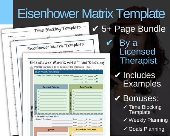 Eisenhower Matrix Template With Time Blocking PDF Bundle - Etsy
