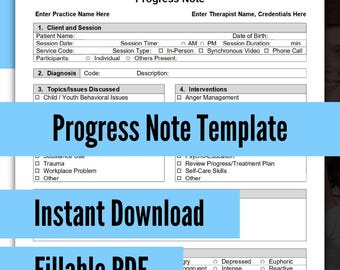 EMDR Progress Note Template for Therapists, Counselors, Psychologists ...
