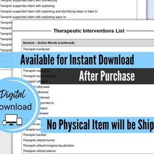 Therapeutic Interventions List for Therapists, Reference for Progress ...
