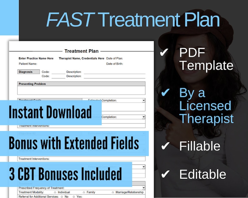 Treatment Plan Template for Therapists, PDF - Fillable & Editable ...