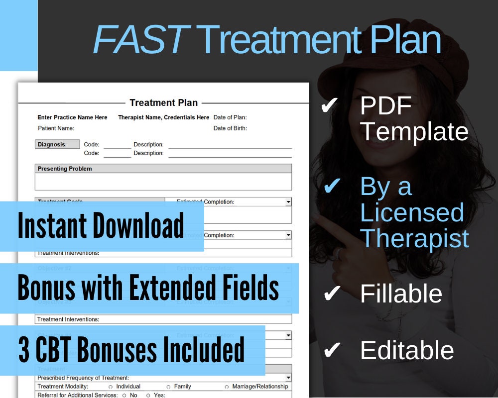 Treatment Plan Template for Therapists, PDF - Fillable & Editable ...