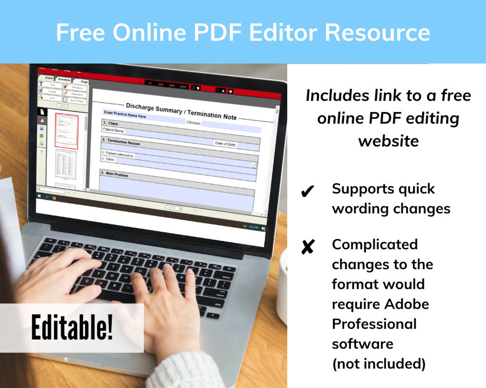 Discharge Summary Template, Termination Note for Therapists, PDF ...