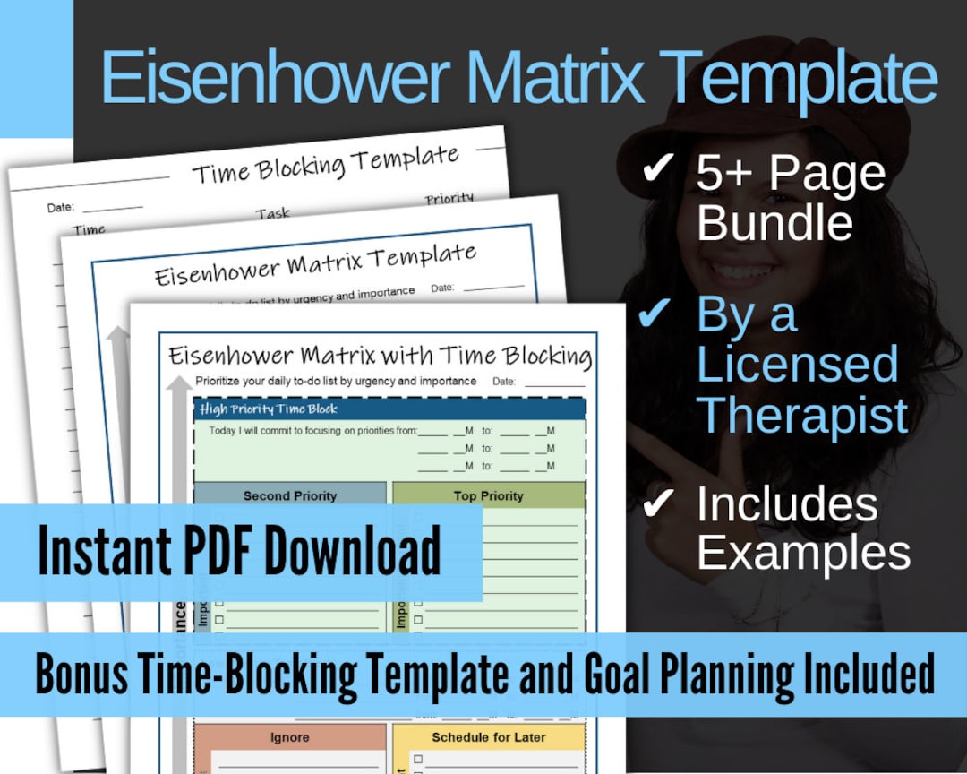 Eisenhower Matrix Template With Time Blocking (PDF) Bundle, Decision ...