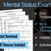 Mental Status Exam Template for Therapists, PDF - Fillable & Editable ...