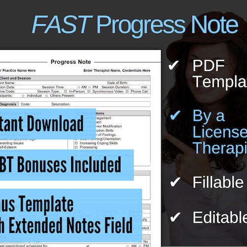 Progress Note Template for Mental Health Professionals PDF - Etsy