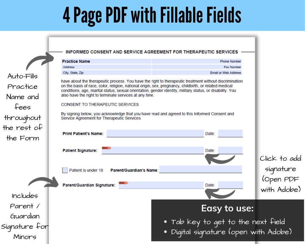 Informed Consent Form for Counseling, Therapy, Psychology, PDF, WORD ...