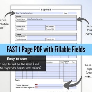 Superbill Template for Therapists, PDF, Fillable, Editable, Printable ...