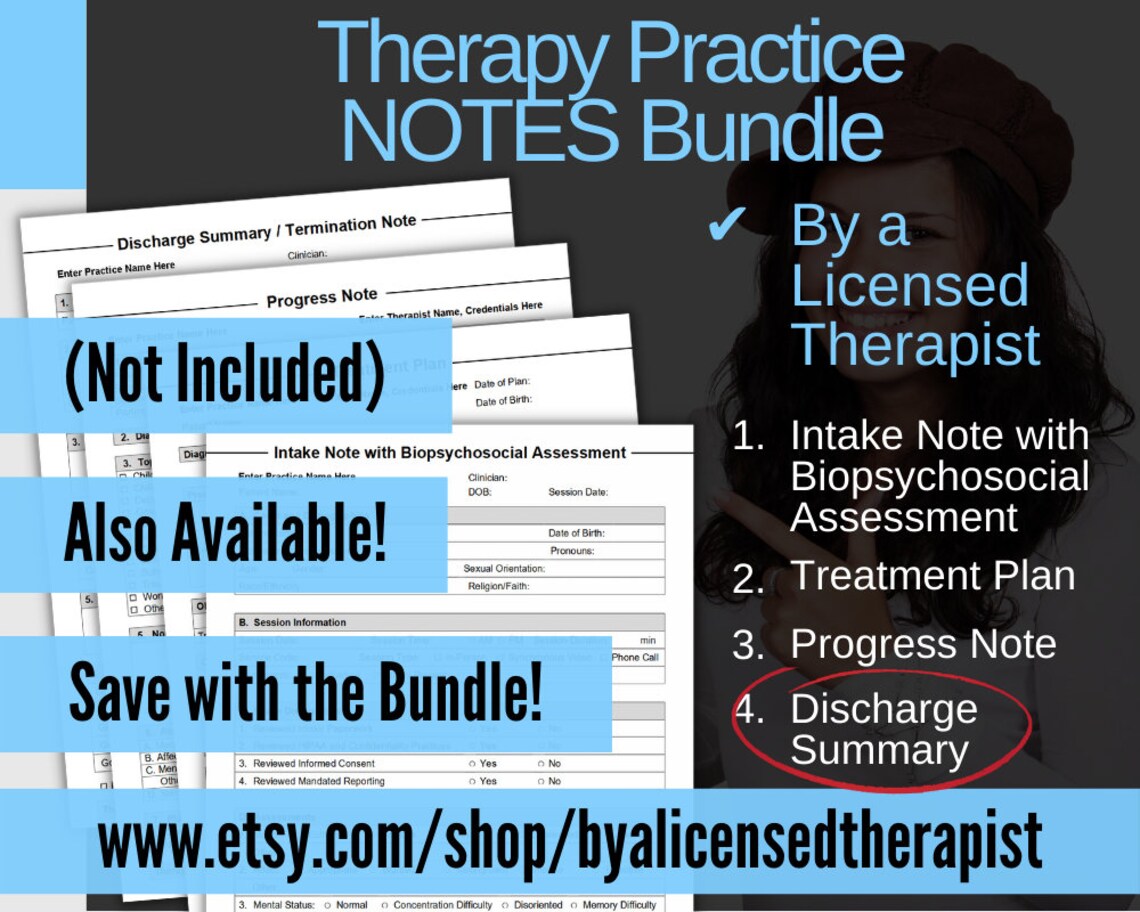 Discharge Summary Template, Termination Note for Therapists, PDF ...