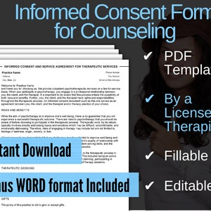 Informed Consent Form for Counseling Therapy Psychology - Etsy