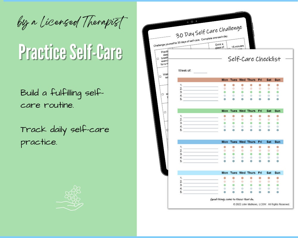 CBT and Wellness Worksheet PDF Bundle, Printable, Self Care Planner ...