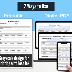 Mental Status Exam Template for Therapists, PDF Fillable & Editable ...