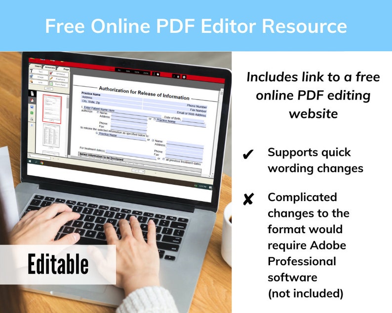 Mental Health Release of Information Form, ROI, PDF, Fillable, Editable ...