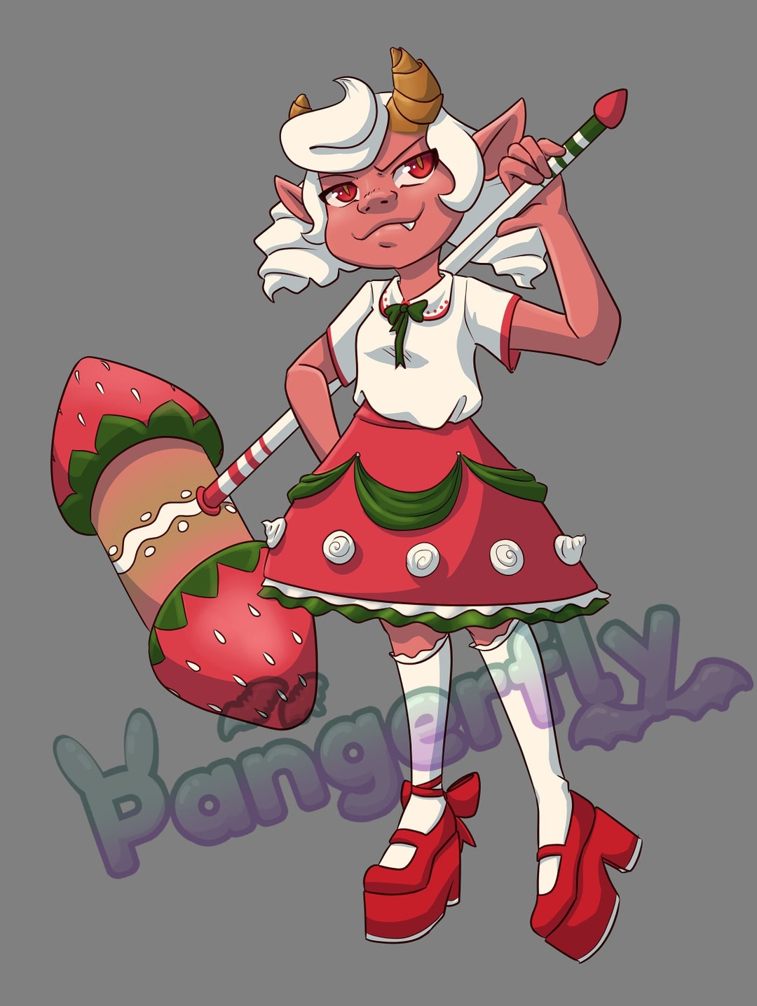 Strawberry Pastry Demon Adoptable - Etsy