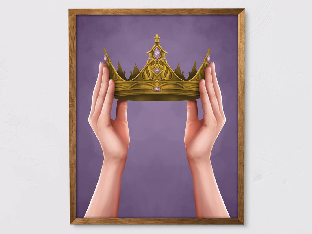The Crown Digital Print | Medieval Book Art | Library Wall Decor ...