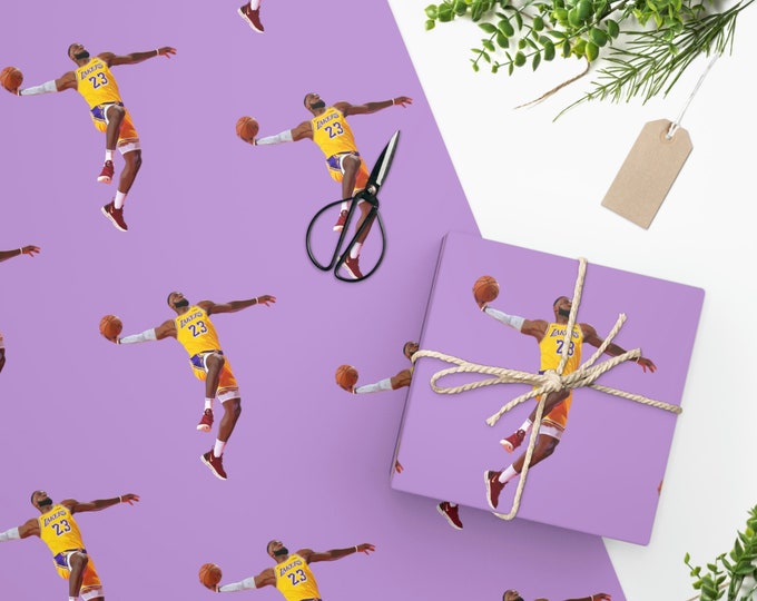 Lebron James Wrapping Paper, Lebron James, Lakers Gift, LA Lakers, Gift ...