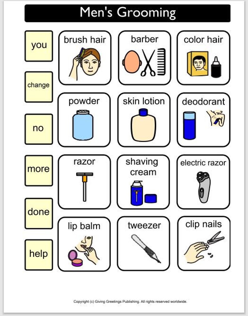 Printable Adult Picture Communication Boards: Personal Care Set | Say ...