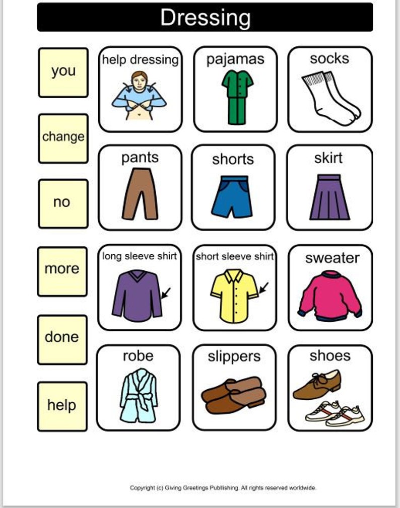 Printable Adult Picture Communication Boards: Daily Living Set | Say It ...