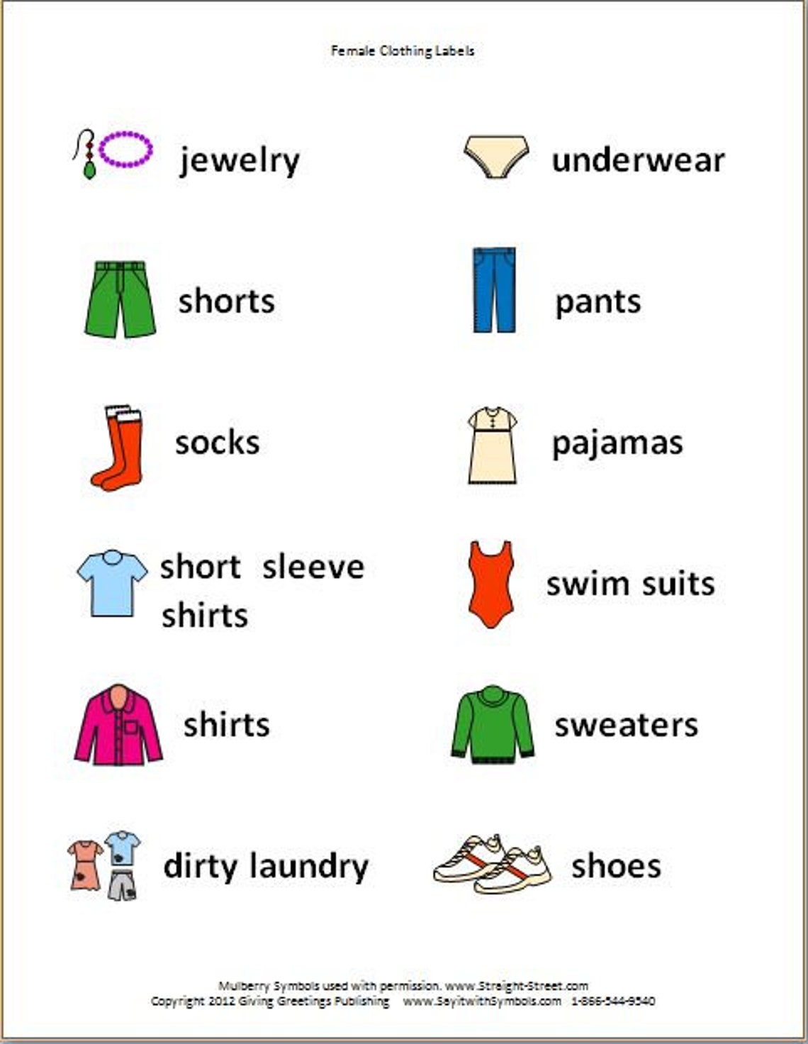 Printable Household Picture Labels for Adults, Youth With Special Needs ...