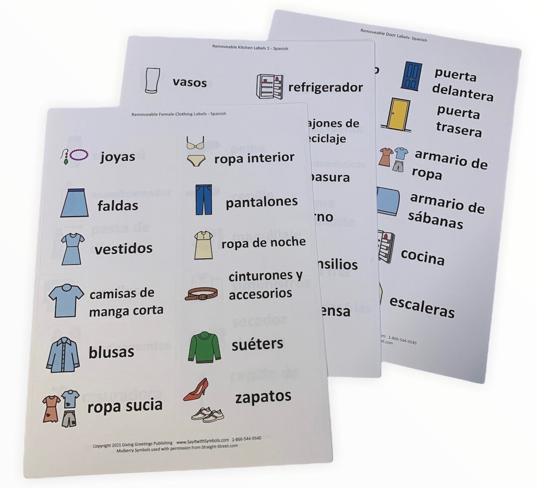 SPANISH Printable Household Picture Labels Enable Independence Autism ...
