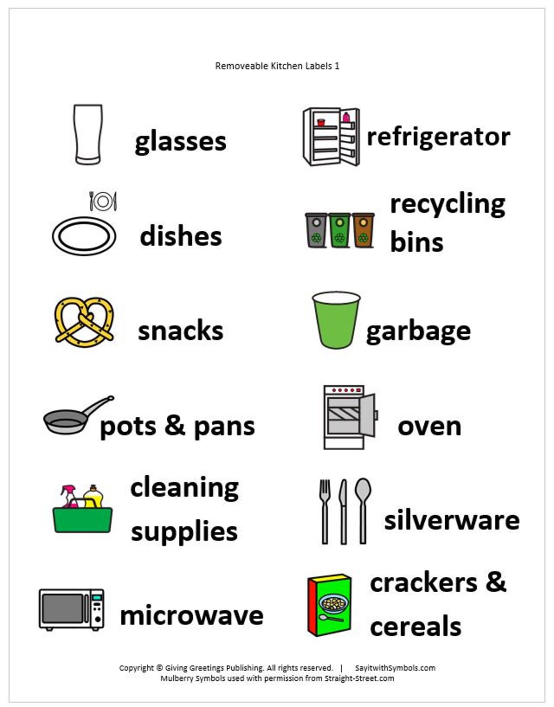 Household Picture Labels: Autism, Dementia, Special Needs (PDF Pattern ...