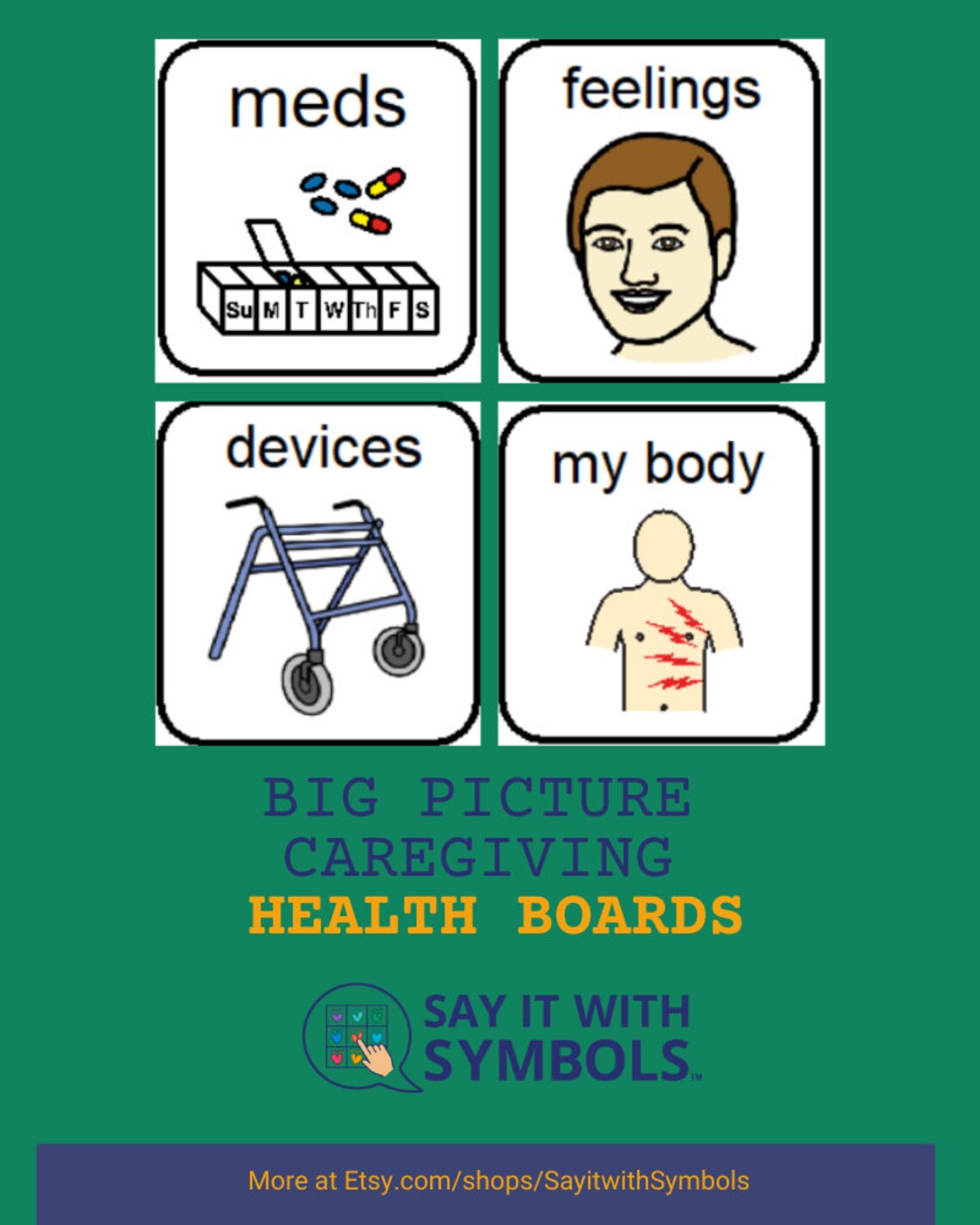 Printable Adult Picture Communication Boards: Health Set | Say It With ...