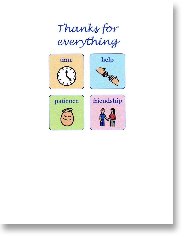 Printable Thanks for Everything Note Card Made With Boardmaker Picture Symbols - Etsy
