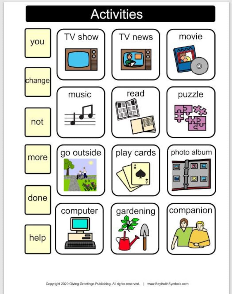 Printable Adult Picture Communication Boards: Daily Living Set | Say It ...