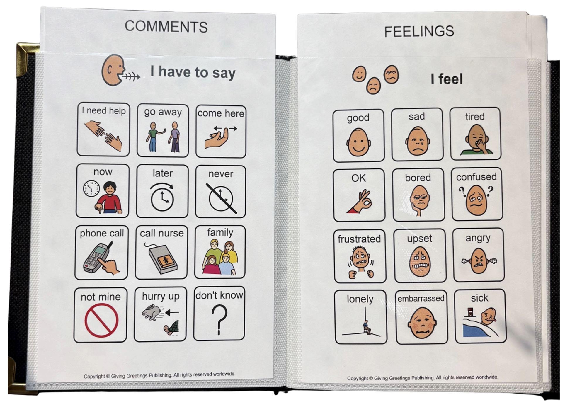 Picture Communication Board Set for Adults With Handy Album | Aphasia ...