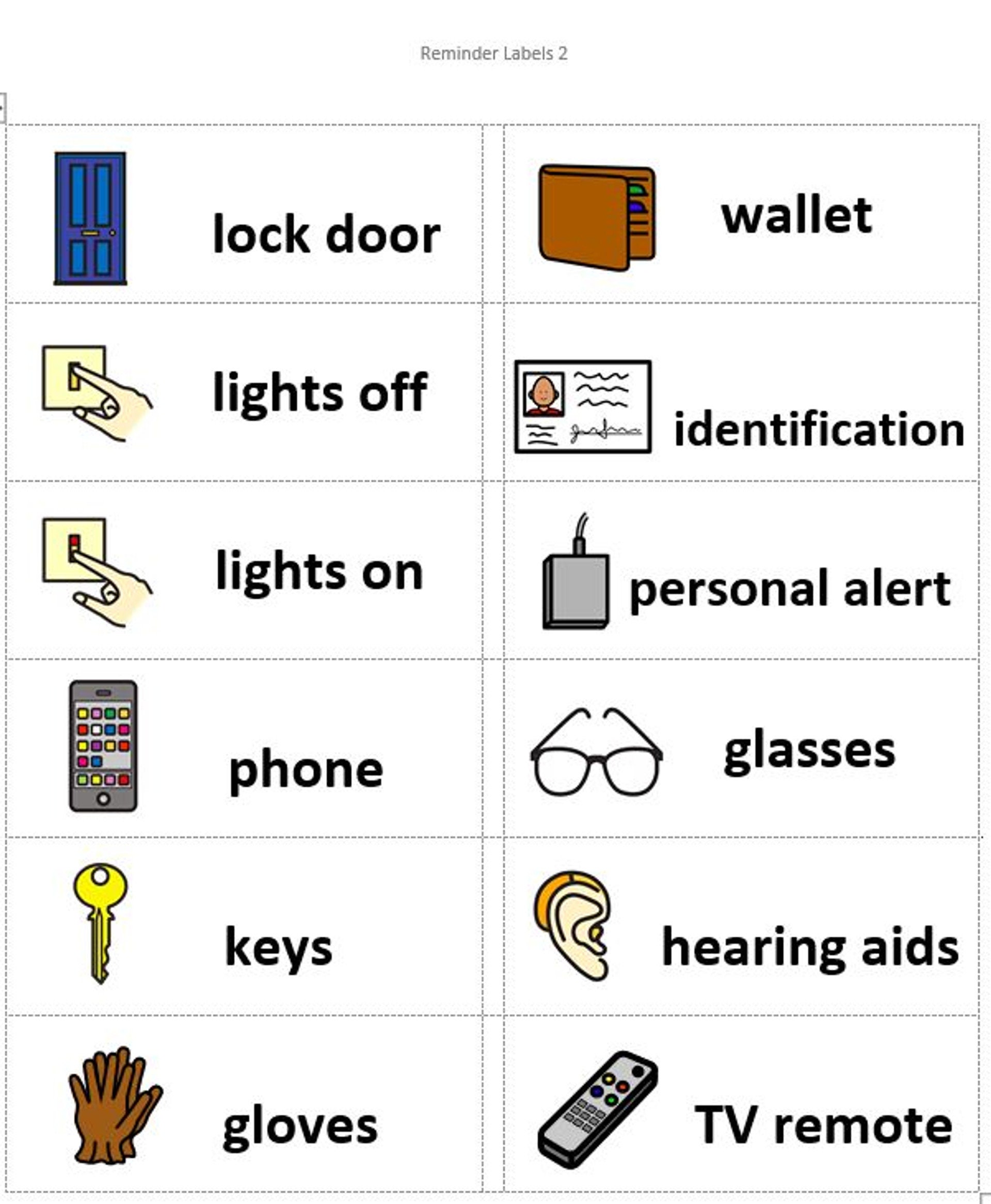 Household Picture Labels: Autism, Dementia, Special Needs (PDF Pattern ...