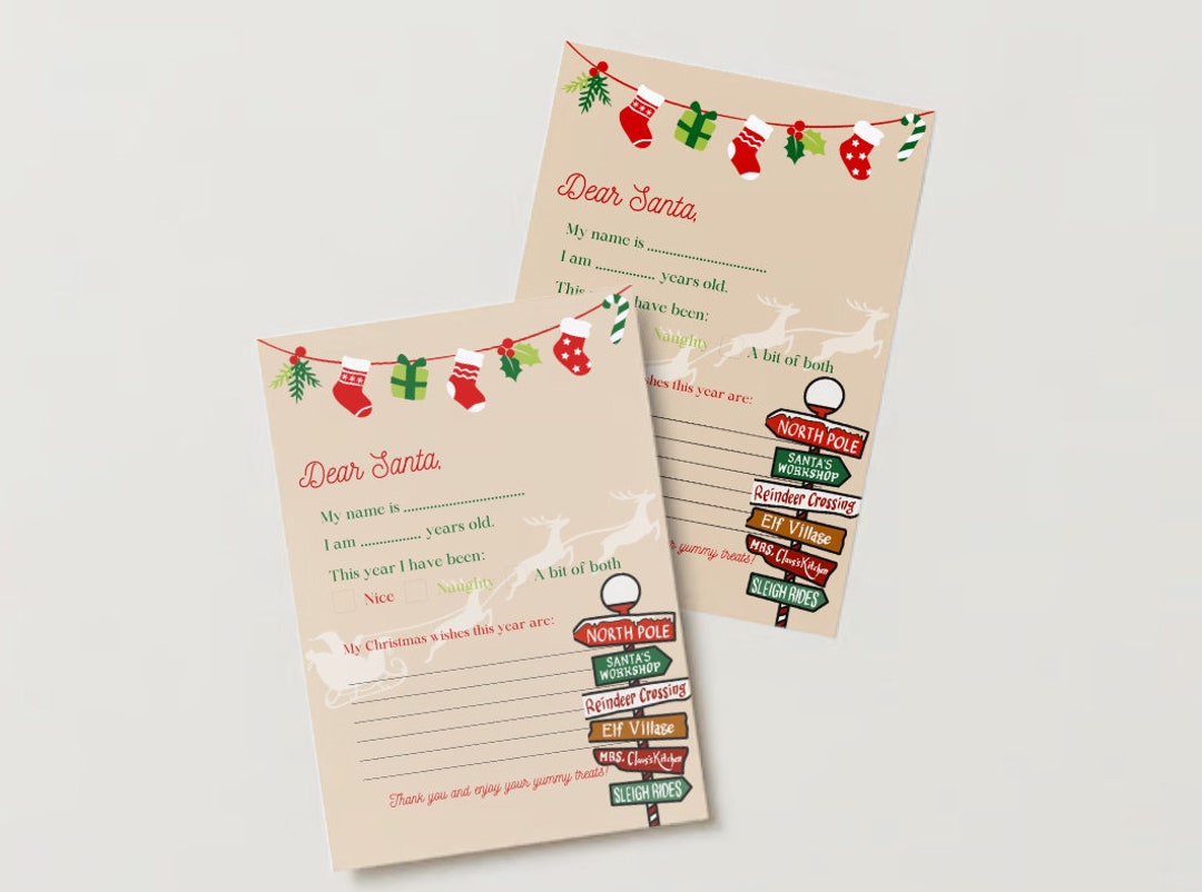 Letter for Santa Printable Digital Santa Letter - Etsy